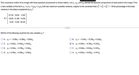 Solved The Covariance Matrix Of An Image With Three Spectral