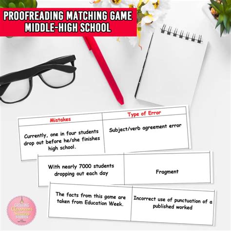 Proofreading Interactive Sorting Grammar Game Topic High School Dropouts