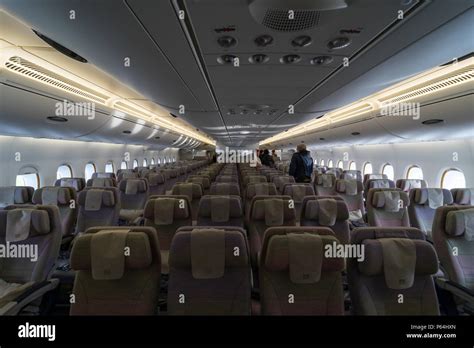 Interior Of An Economy Class Of The Worlds Largest Aircraft Airbus