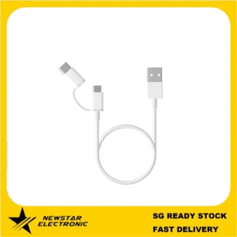 Xiaomi Original Mi 2 In 1 USB Cable Micro USB To Type C 100cm Conversion Cable Data Cable 6A