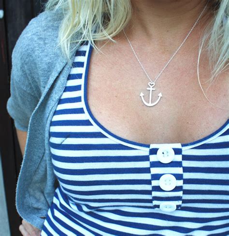 Anchor Necklace Sterling Silver Anchor Pendant With Heart Etsy