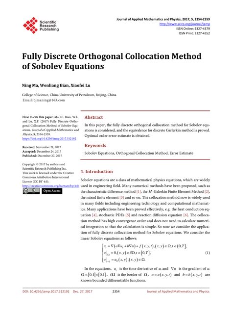 Pdf Fully Discrete Orthogonal Collocation Method Of Sobolev Equations