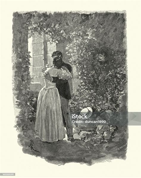 Secret Romance Young Couple In Love Embracing Victorian 1891 19th