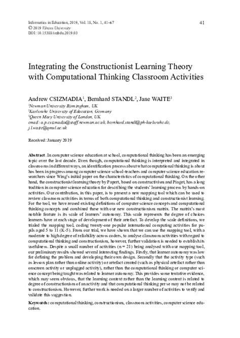 Pdf Integrating The Constructionist Learning Theory With