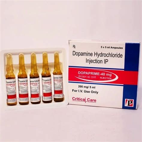 Dopamine Hydrochloride 40 Mg Ml Injection Packaging Size 5 X 5 Ml