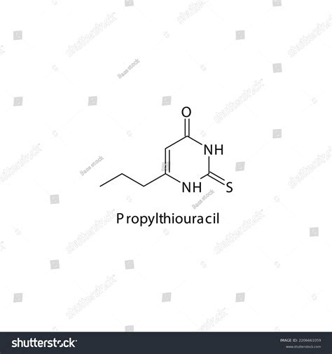 Propylthiouracil Molecule Flat Skeletal Structure Antithyroid Stock Vector Royalty Free