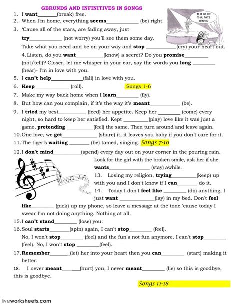 Gerund And Infinitive Worksheet Artofit