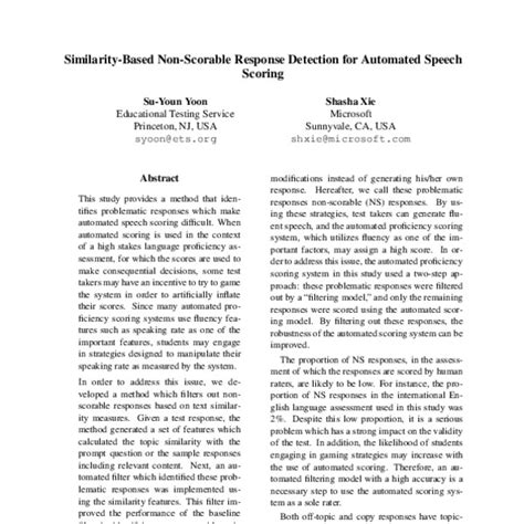 Similarity Based Non Scorable Response Detection For Automated Speech
