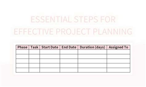 Key Steps For Successful Project Planning Excel Template Free Download Pikbest