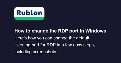 How To Change The RDP Port In Windows Rublon