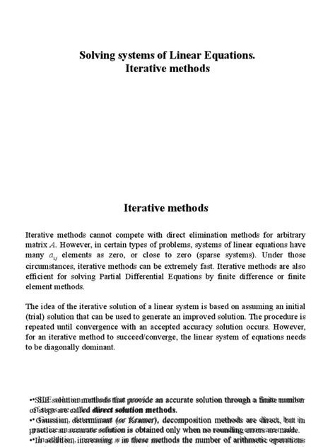 solving systems of linear equations iterative methods pdf matrix