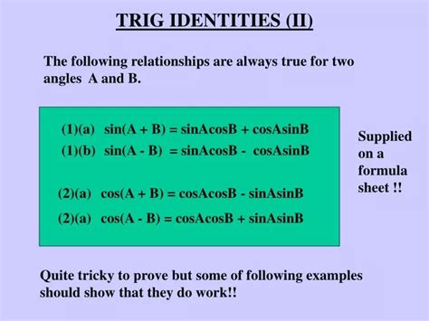 Ppt Trig Identities Ii Powerpoint Presentation Free Download Id