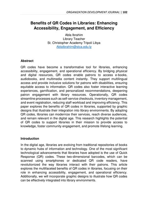 Pdf Benefits Of Qr Codes In Libraries Enhancing Accessibility