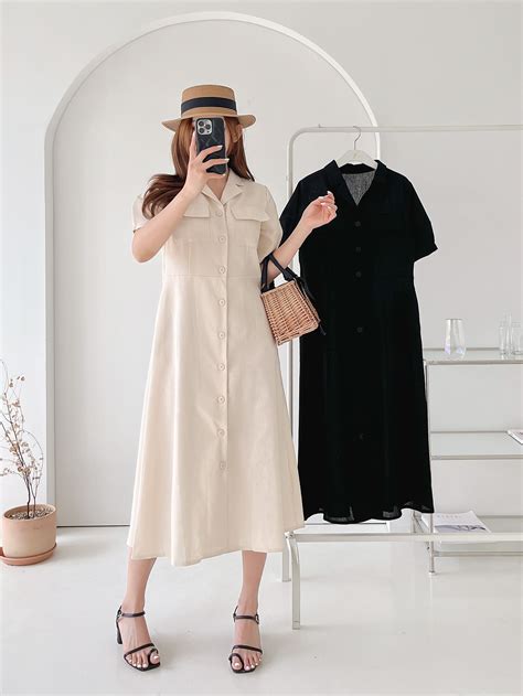 린넨 카라 포켓 롱 원피스