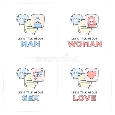 Let S Talk About Sex Love Man Woman Doodle Illustration Dialo Stock