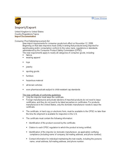 Ups Export Manual Pdf Food And Drug Administration Us Customs