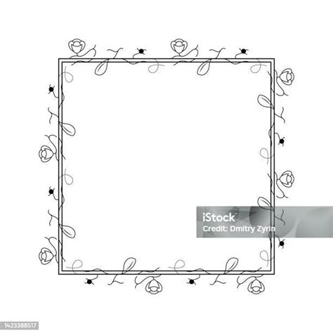 추상 검정 심플한 라인 스퀘어 와 잎 잎 프레임 꽃 낙서 윤곽 윤곽 요소 벡터 디자인 스타일 스케치 고립 된 일러스트 용 결혼식 및 배너 0명에 대한 스톡 벡터 아트 및