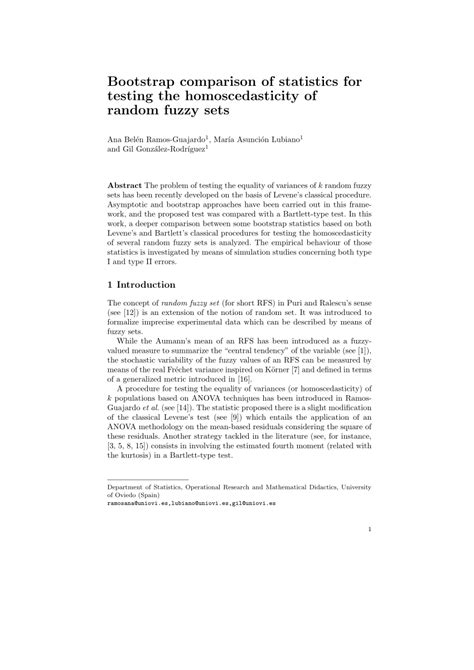 pdf bootstrap comparison of statistics for testing the