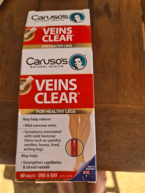 Carusos Veins Clear 60 Tablets For Health Legs Varicose Veins Aching