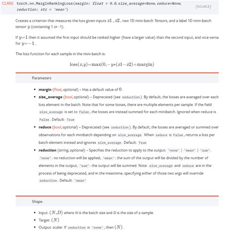 Shapes Not Documented Properly In Marginrankingloss Issue Pytorch Pytorch Github