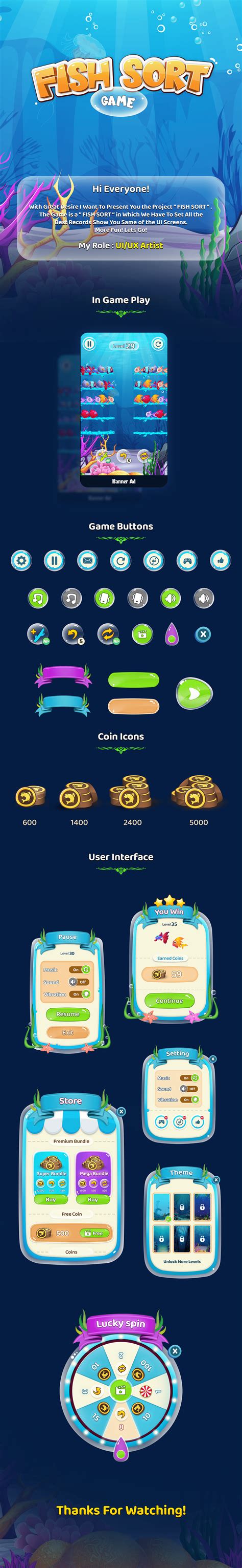 Fish Sort Game UI On Behance