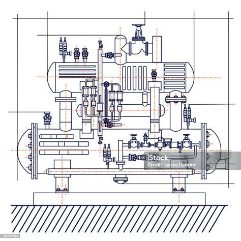 냉장 장치의 부드러운 무료 기술 도면 기계 냉각 그림 에어컨에 대한 스톡 벡터 아트 및 기타 이미지 에어컨 엔지니어