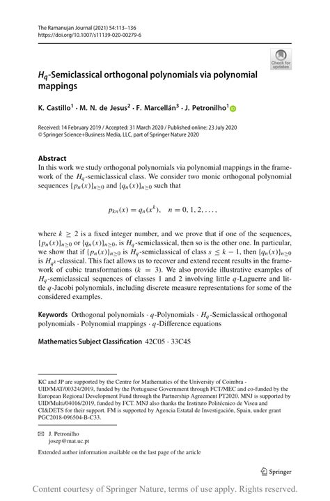 H Q Semiclassical Orthogonal Polynomials Via Polynomial Mappings