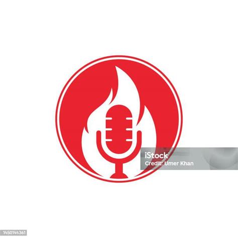 파이어 팟캐스트 로고 디자인 템플릿 불길에 대한 스톡 벡터 아트 및 기타 이미지 불길 팟캐스팅 불 Istock