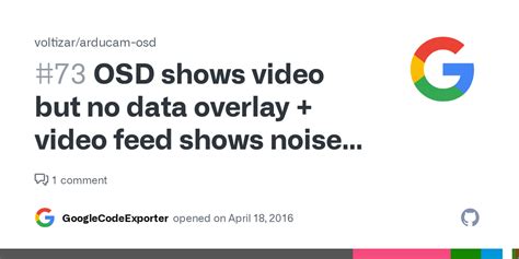 OSD Shows Video But No Data Overlay Video Feed Shows Noise On Power