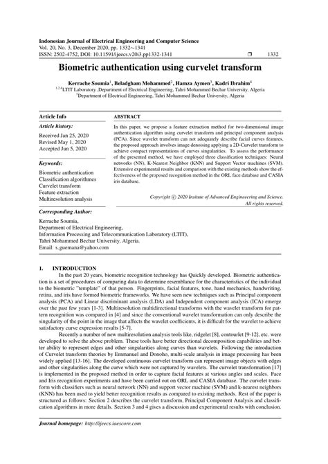 Pdf Biometric Authenticator Algorithm Based On Multiresolution Analysis
