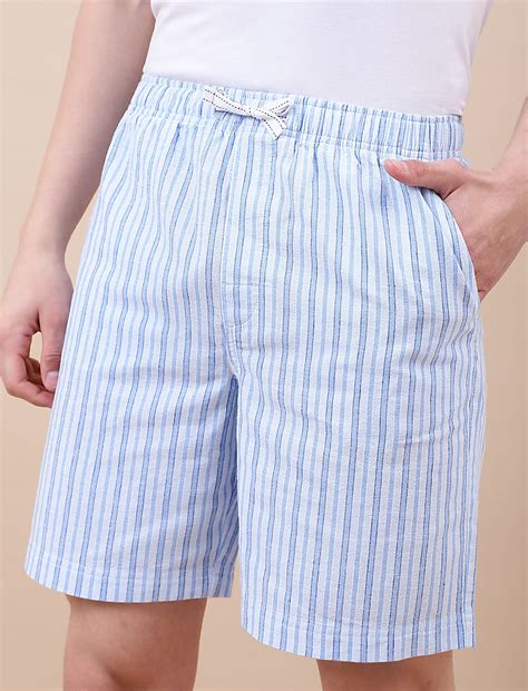 Buy Cotton Mix Striped Relaxed Fit Shorts At Marks And Spencer