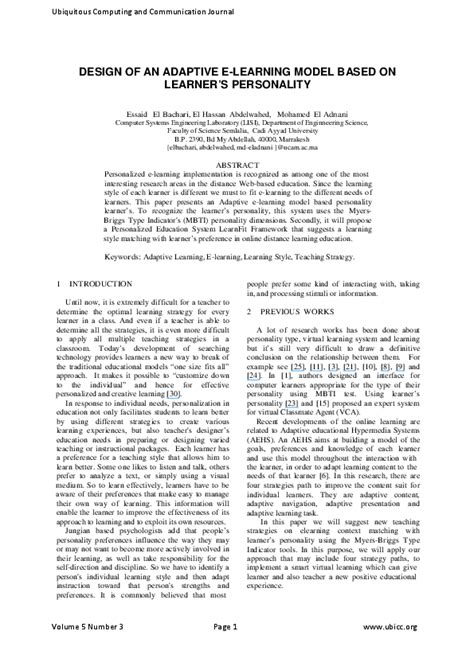 Pdf Design Of An Adaptive E Learning Model Based On Learners Personality