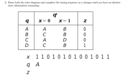 Solved 2 Draw Both The State Diagram And Complete The Chegg Com