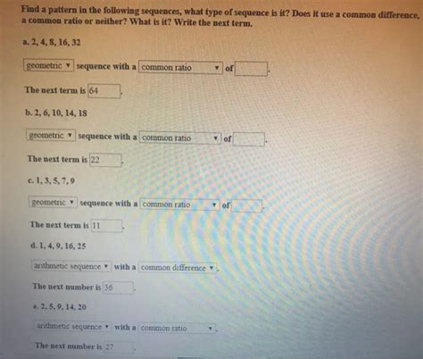 Solved Find A Pattern In The Following Sequences What Type