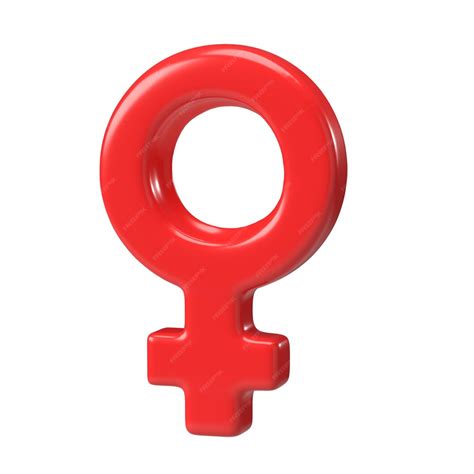 Symbole De Sexe Féminin Rouge Icône 3d Rendu 3d Symbole De Genre Isolé