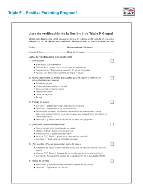 Spa0154 Group Triple P Session 1 Checklist Pdf