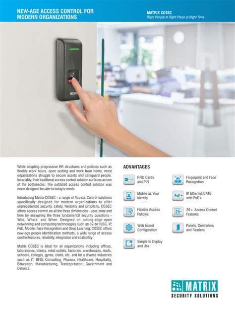 Matrix Cosec Access Control Solution Catalog Brochure Pdf Access