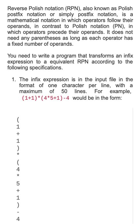 Solved Reverse Polish Notation RPN Also Known As Polish Chegg