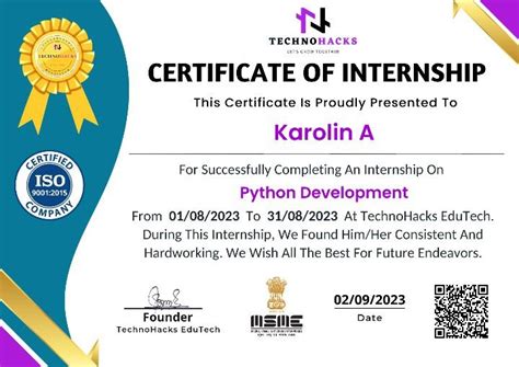 Pythondevelopment Internshipcompletion Pythondeveloperintern Technohacksedutech