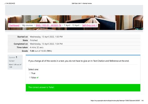 Self Quiz Unit 1 English 2 Question 1 Correct Mark 1 Out Of 1 Started On Wednesday 13 April