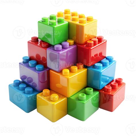 Colorful Plastic Building Blocks Arranged In A Pyramid 44186875 Png