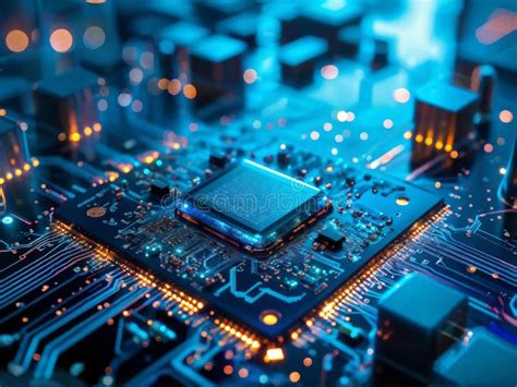 Circuit Board With Electronic Chip Computer Motherboard Processor