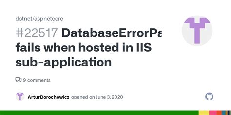 Databaseerrorpagemiddleware Fails When Hosted In Iis Sub Application