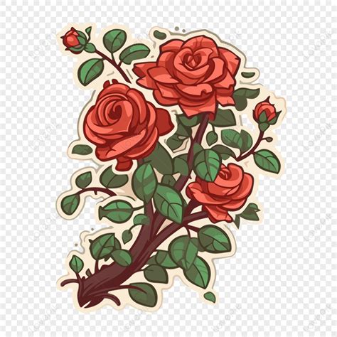 잎 클립 아트와 장미 스티커 벡터상표 Png 일러스트 무료 다운로드 Lovepik