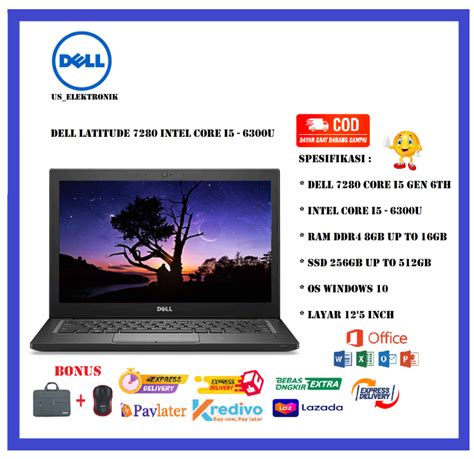 Laptop Dell Latitude 7280 Core I5 Gen 6th Ram 8gb Ssd 256gb Win 10 12 Inch Bergaransi Free Tas