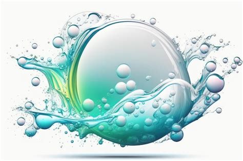 흰색 배경에 격리된 기포와 물 스프레이 프리미엄 사진