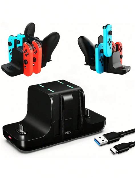 Charging Dock For Switch 6 In 1 Charging Dock For Switch Controller With LED Indicator 4 And 2