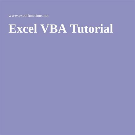 Excel Vba Tutorial Tutorial Excel Easy Lessons