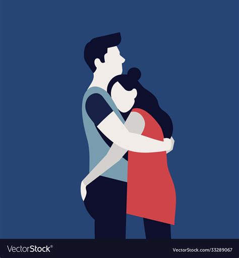 Quality Flat On Abstract Romantic Couple Hugging Vector Image