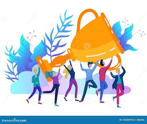 Team Success Teamwork Together Miniature People Cartoon